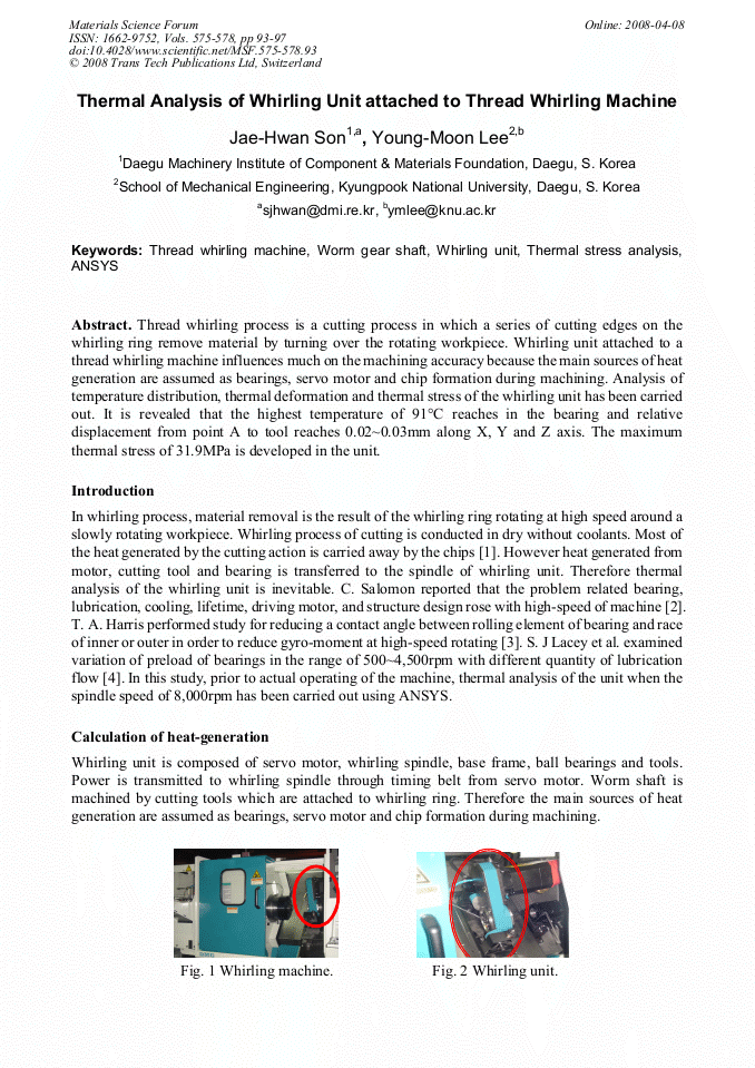 Thermal Analysis of Whirling Unit Attached to Thread Whirling Machine ...