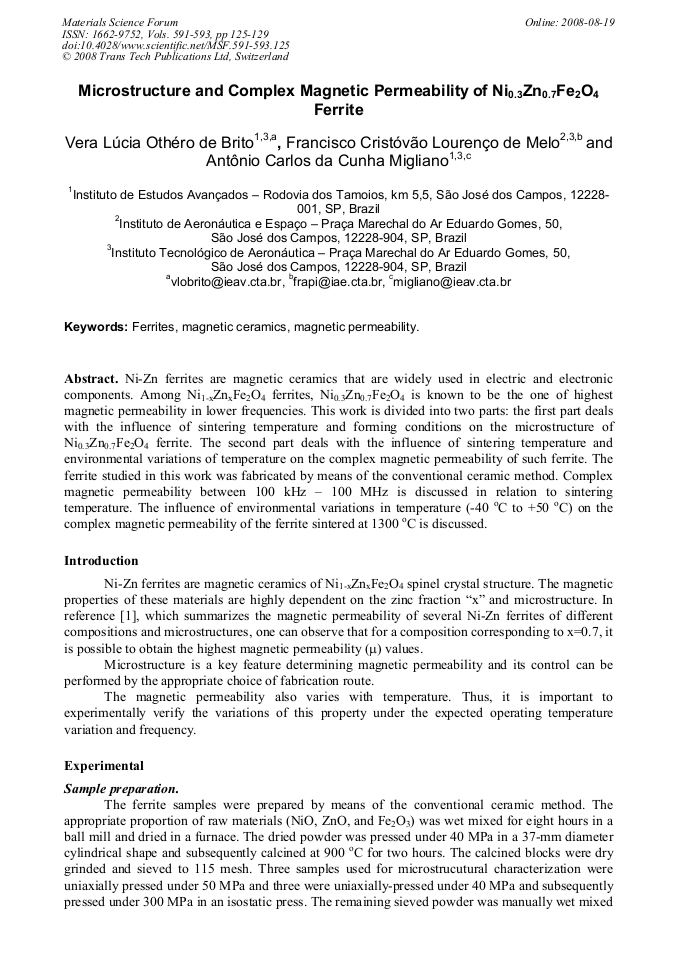 Microstructure and Complex Magnetic Permeability of Ni0.3Zn0.7Fe2O4 ...
