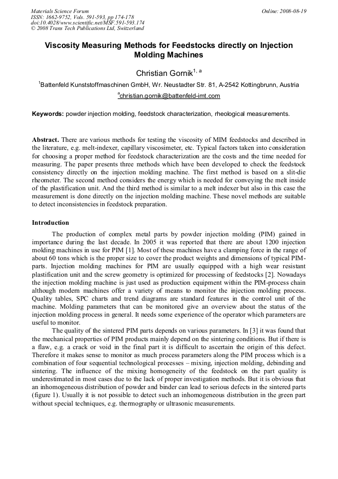 Viscosity Measuring Methods for Feedstocks Directly on Injection ...