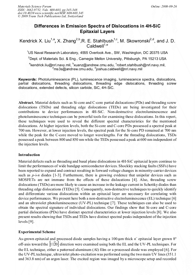 Differences in Emission Spectra of Dislocations in 4H-SiC Epitaxial ...