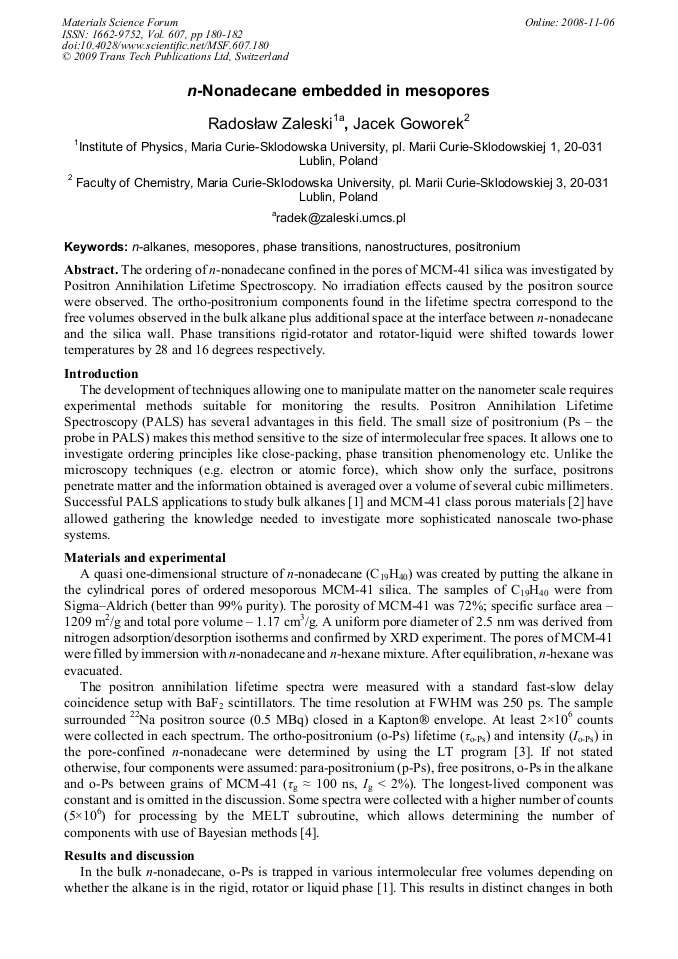 n-Nonadecane Embedded in Mesopores | Scientific.Net