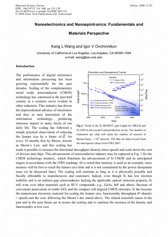 Nanoelectronics and Nanospintronics: Fundamentals and Materials ...