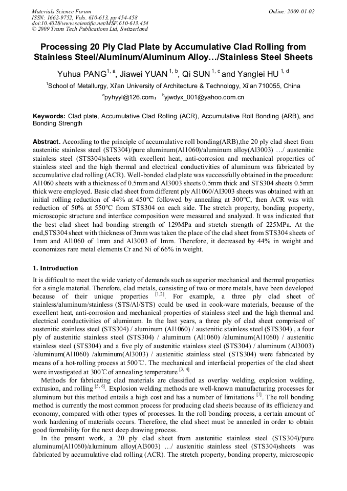 Processing 20 Ply Clad Plate by Accumulative Clad Rolling from ...
