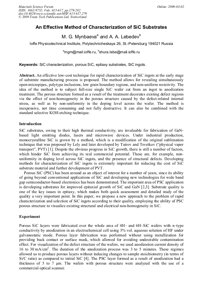 An Effective Method of Characterization of SiC Substrates | Scientific.Net