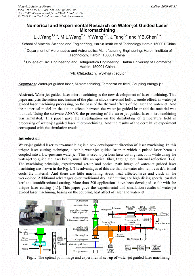 Numerical and Experimental Research on Water-Jet Guided Laser ...