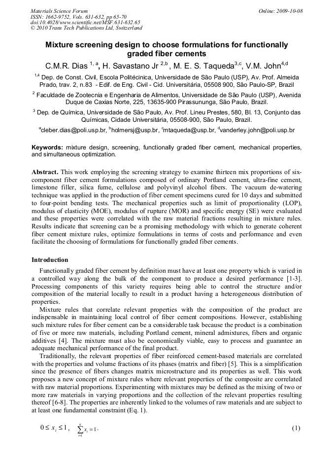 Mixture Screening Design to Choose Formulations for Functionally Graded ...