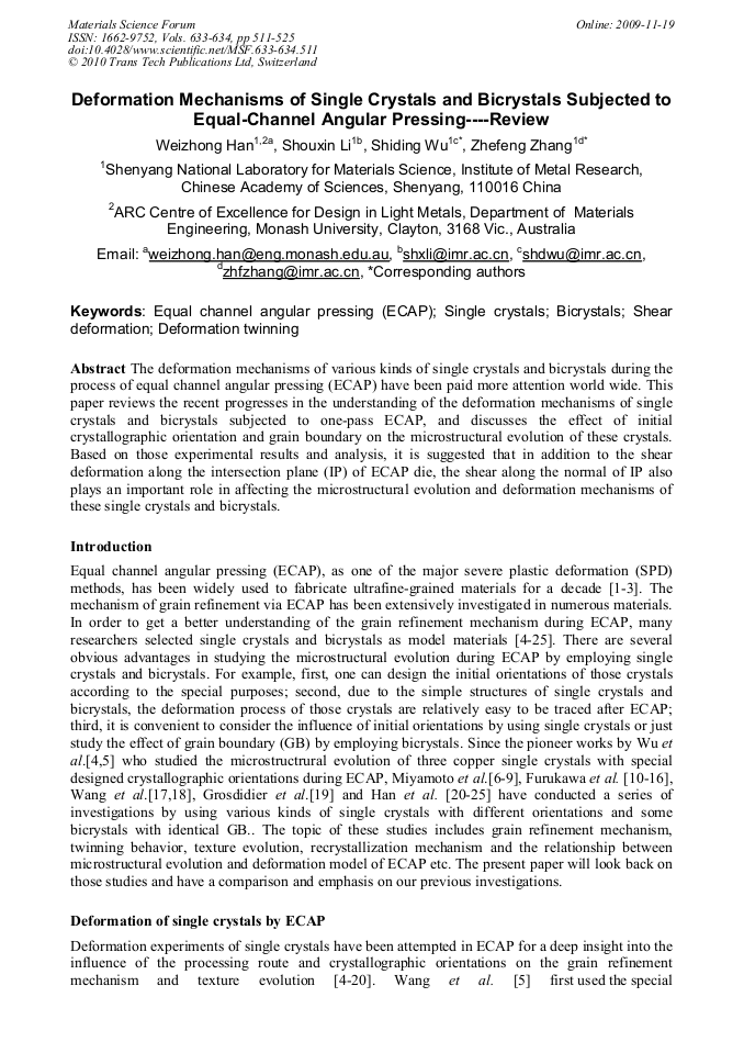 Deformation Mechanisms of Single Crystals and Bicrystals Subjected to ...