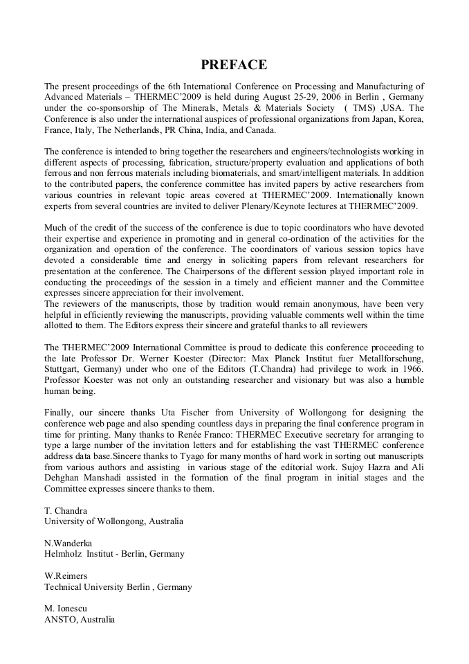 Preface and Overview | THERMEC 2009 | Scientific.Net