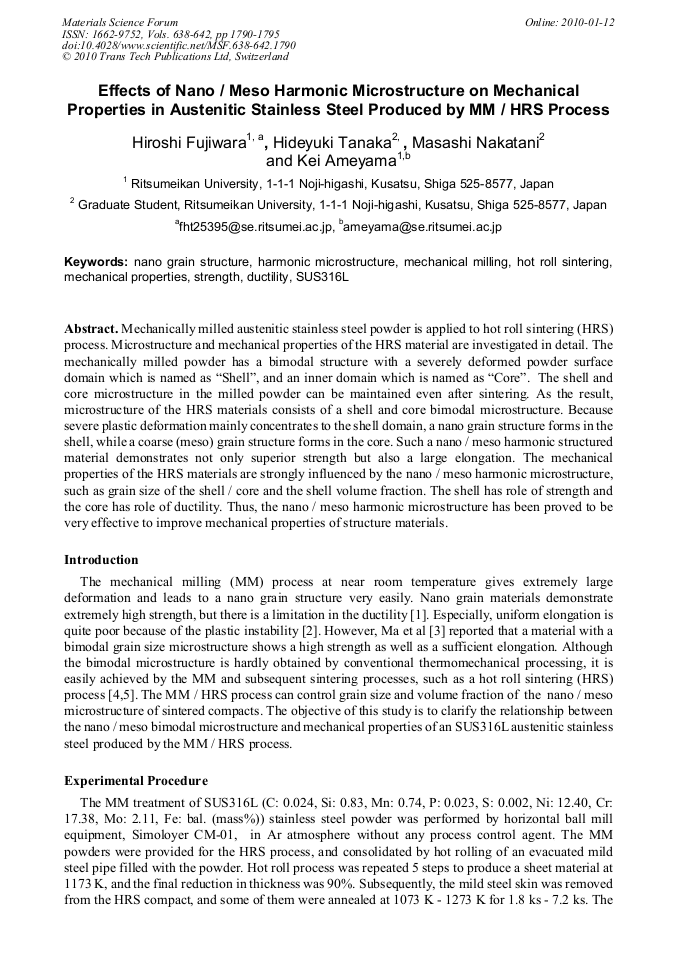 Effects of Nano / Meso Harmonic Microstructure on Mechanical Properties ...