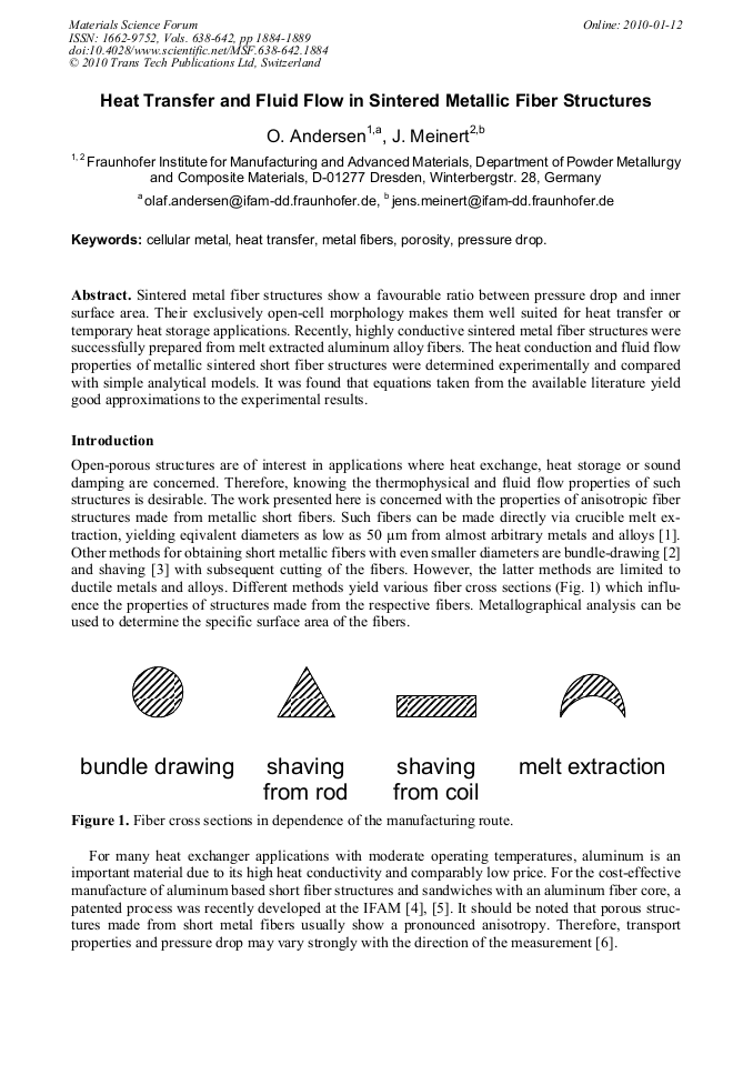 Heat Transfer and Fluid Flow in Sintered Metallic Fiber Structures ...