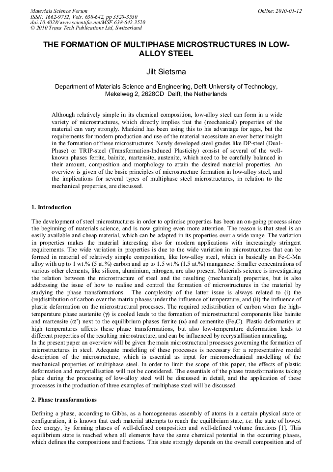 The Formation of Multiphase Microstructures in Low-Alloy Steel ...