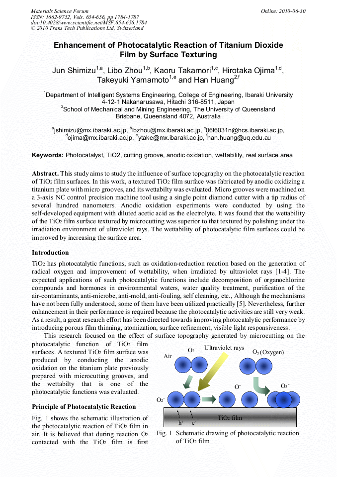 Enhancement of Photocatalytic Reaction of Titanium Dioxide Film by ...