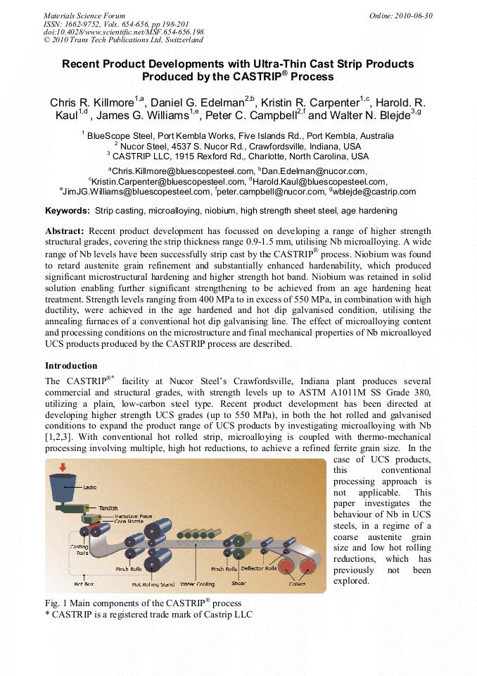 Recent Product Developments with Ultra-Thin Cast Strip Products ...