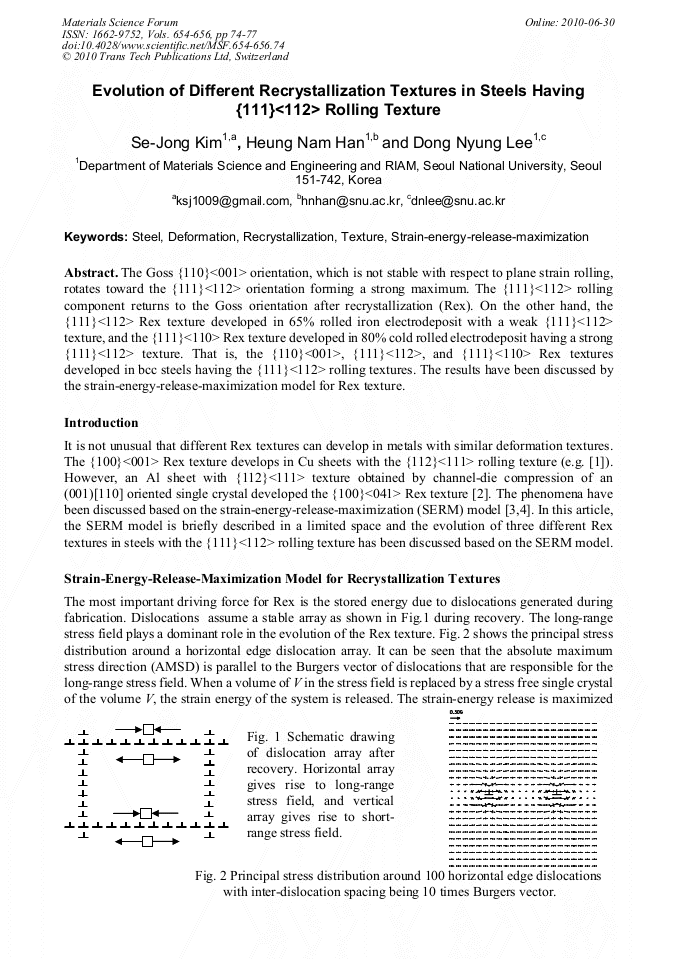 Evolution of Different Recrystallization Textures in Steels Having {111 ...