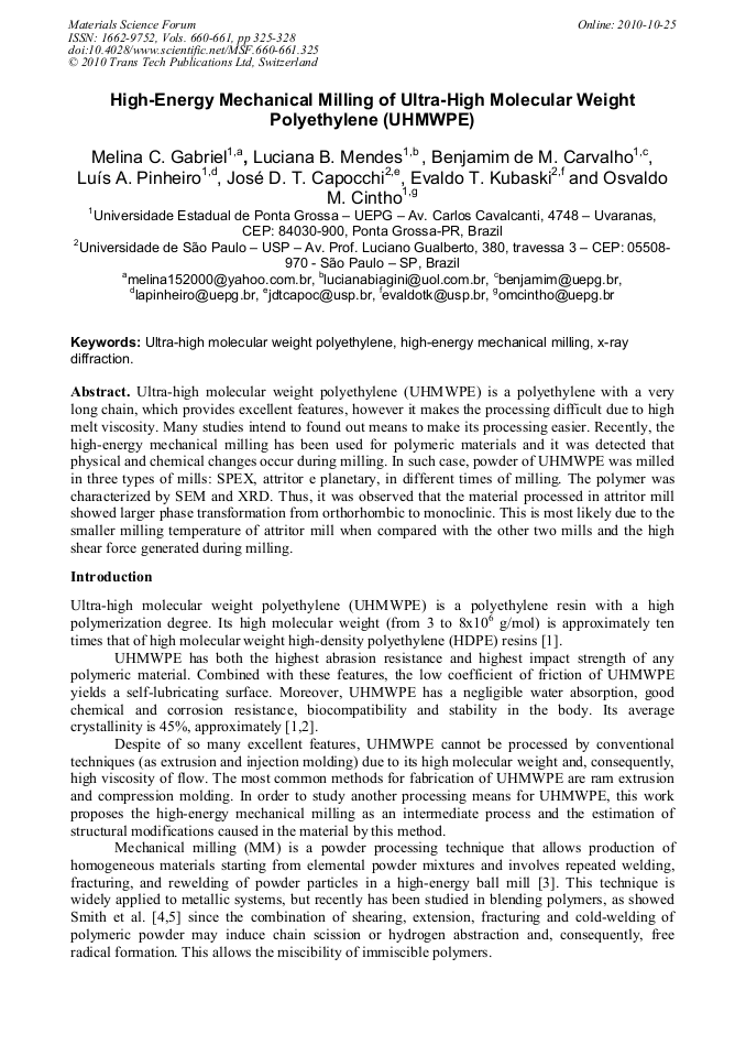 High-Energy Mechanical Milling of Ultra-High Molecular Weight ...