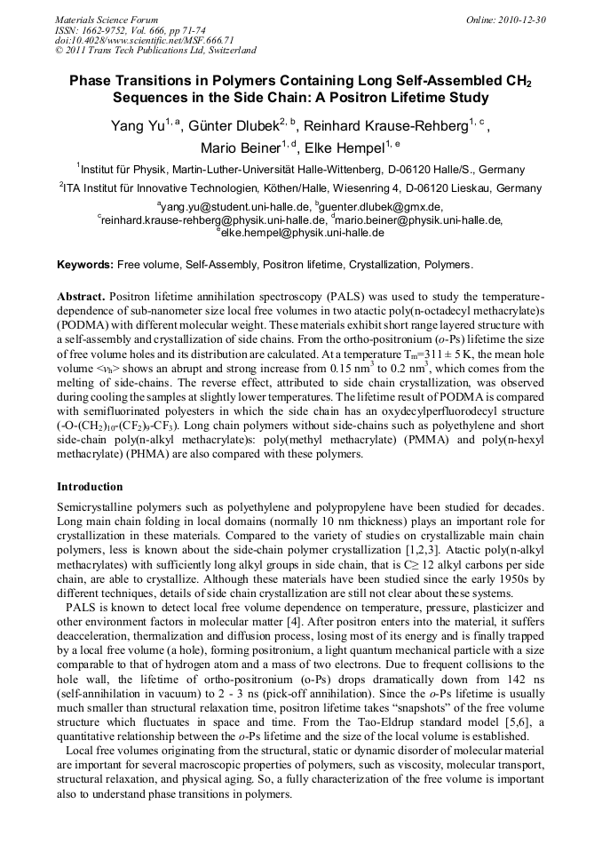 Phase Transitions in Polymers Containing Long Self-Assembled CH2 ...