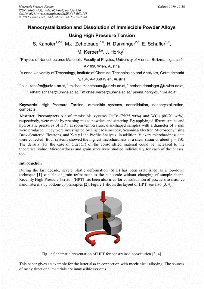 Nanocrystallization and Dissolution of Immiscible Powder Alloys Using ...