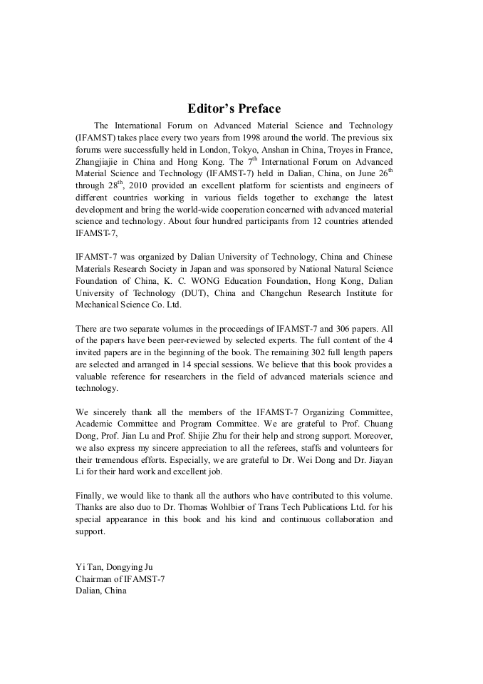 Preface | Advanced Material Science and Technology | Scientific.Net