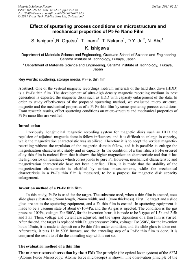 Effect of Sputtering Process Conditions on Microstructure and ...