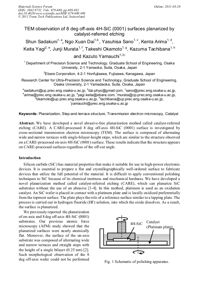 TEM Observation of 8 Deg Off-Axis 4H-SiC (0001) Surfaces Planarized by ...
