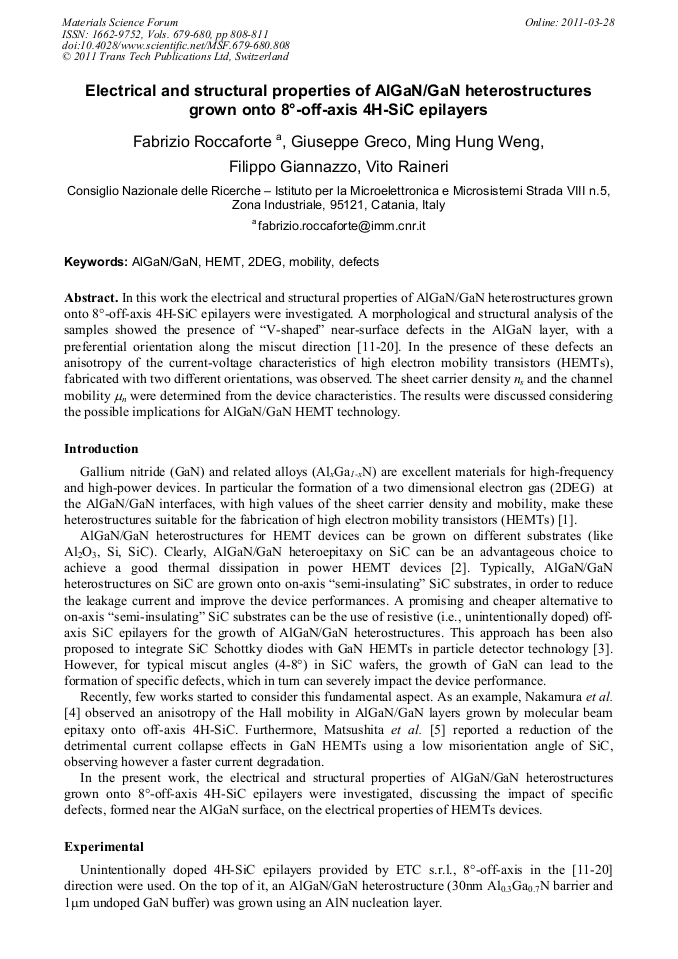 Electrical and Structural Properties of AlGaN/GaN Heterostructures ...