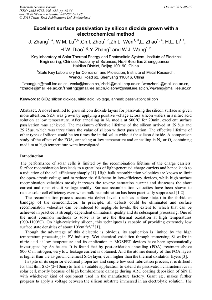 Excellent Surface Passivation by Silicon Dioxide Grown with a ...