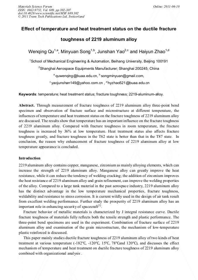 Effect of Temperature and Heat Treatment Status on the Ductile Fracture ...
