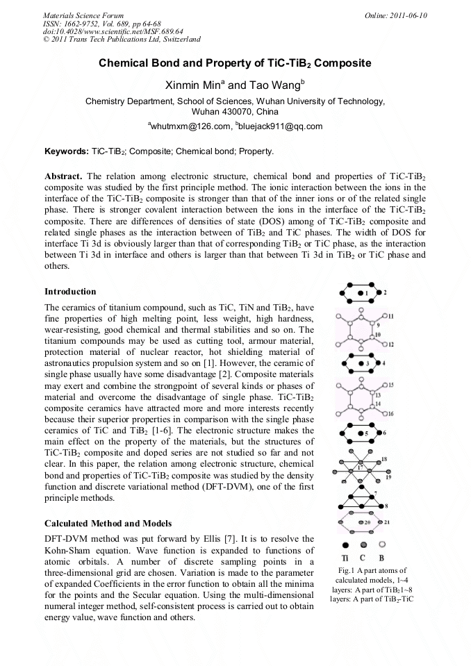 Chemical Bond and Property of TiC-TiB2 Composite | Scientific.Net