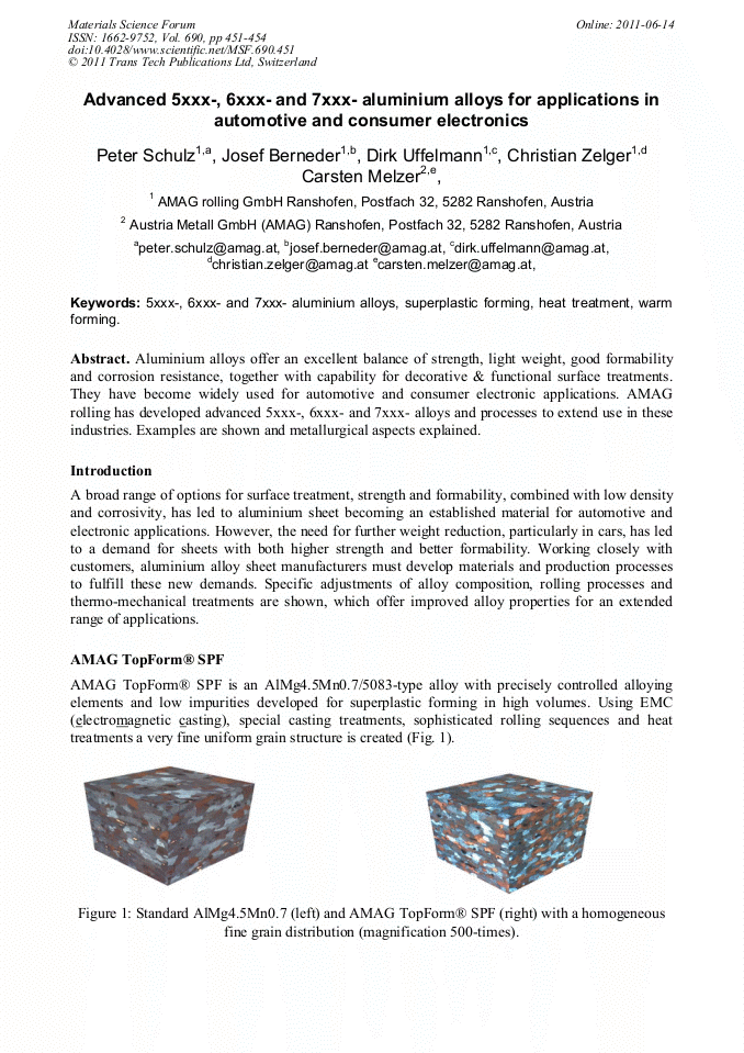 Advanced 5xxx-, 6xxx- and 7xxx- Aluminium Alloys for Applications in ...