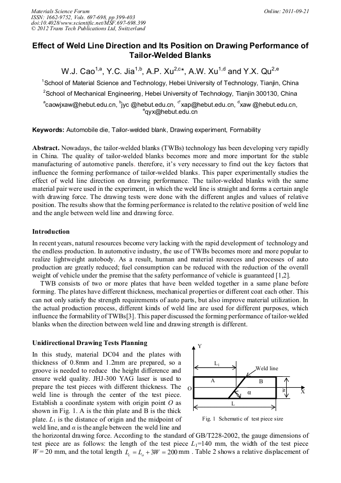 Effect of Weld Line Direction and Its Position on Drawing Performance ...