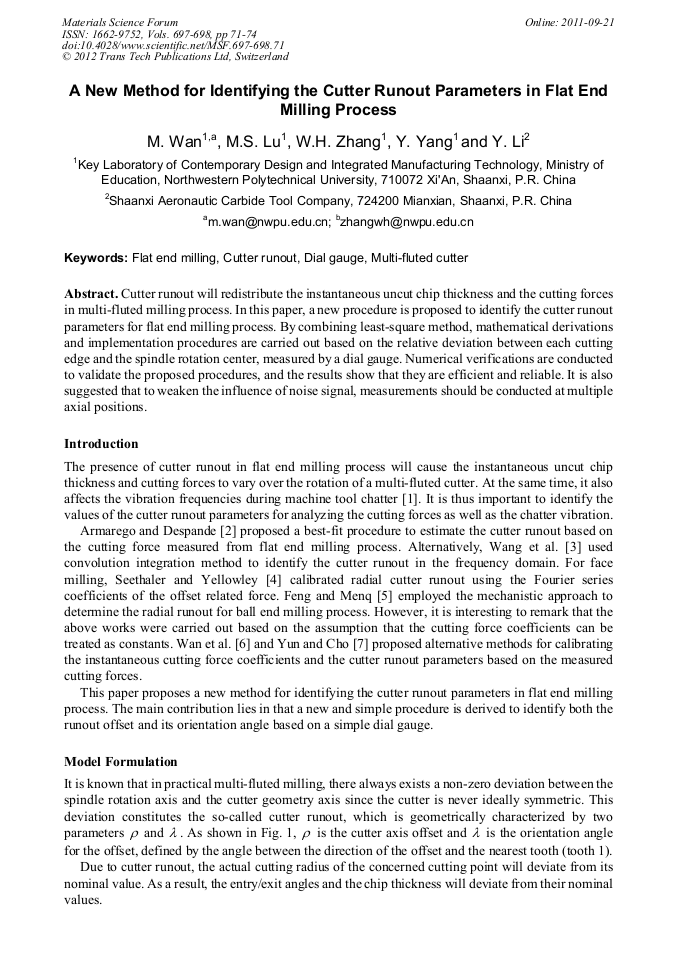 A New Method for Identifying the Cutter Runout Parameters in Flat End ...