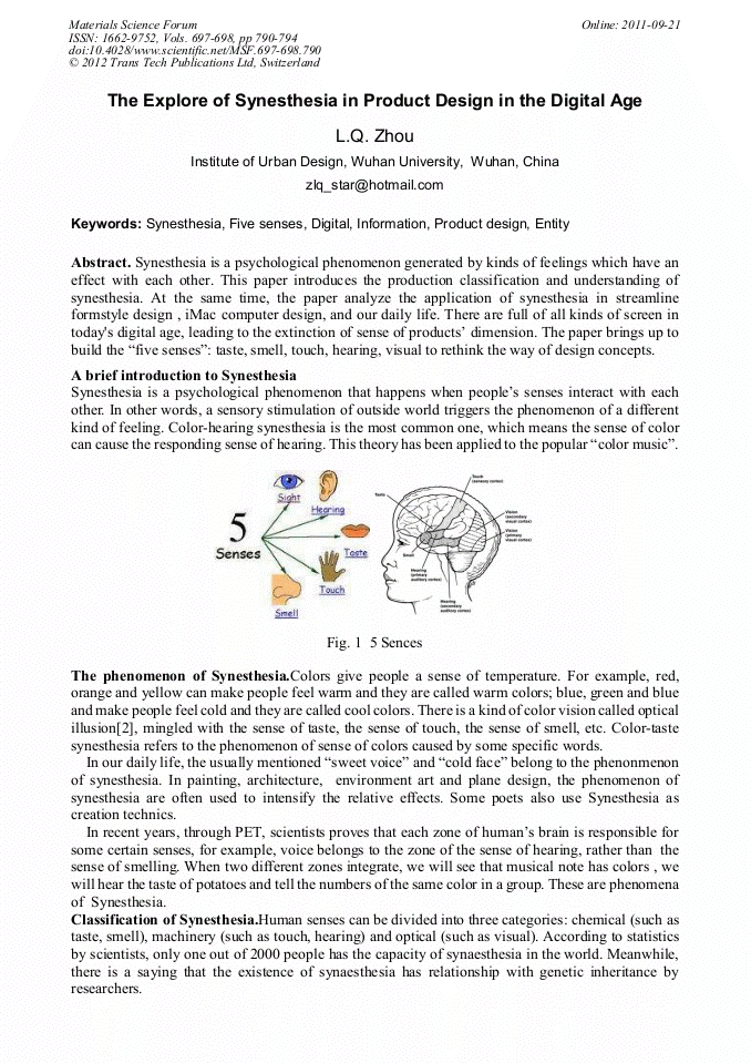 The Explore of Synesthesia in Product Design in the Digital Age ...