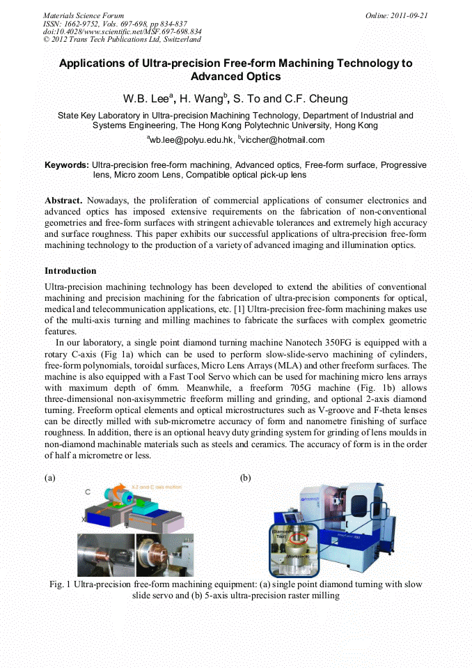 Applications of Ultra-Precision Free-Form Machining Technology to ...