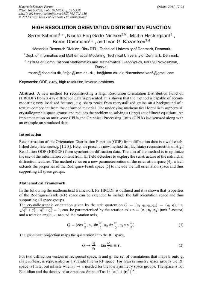 High Resolution Orientation Distribution Function | Scientific.Net