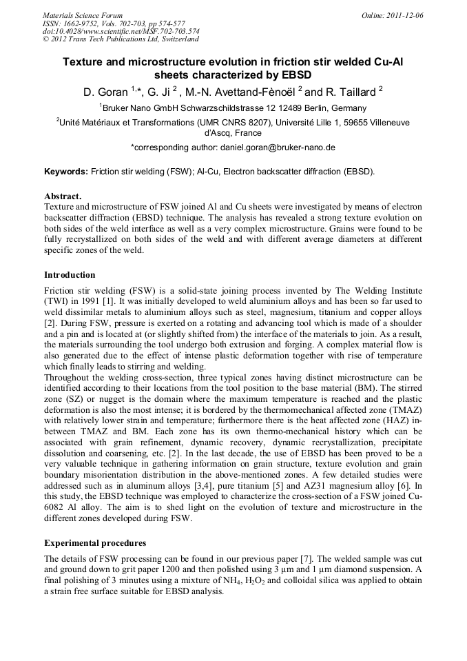 Texture and Microstructure Evolution in Friction Stir Welded Cu-Al ...