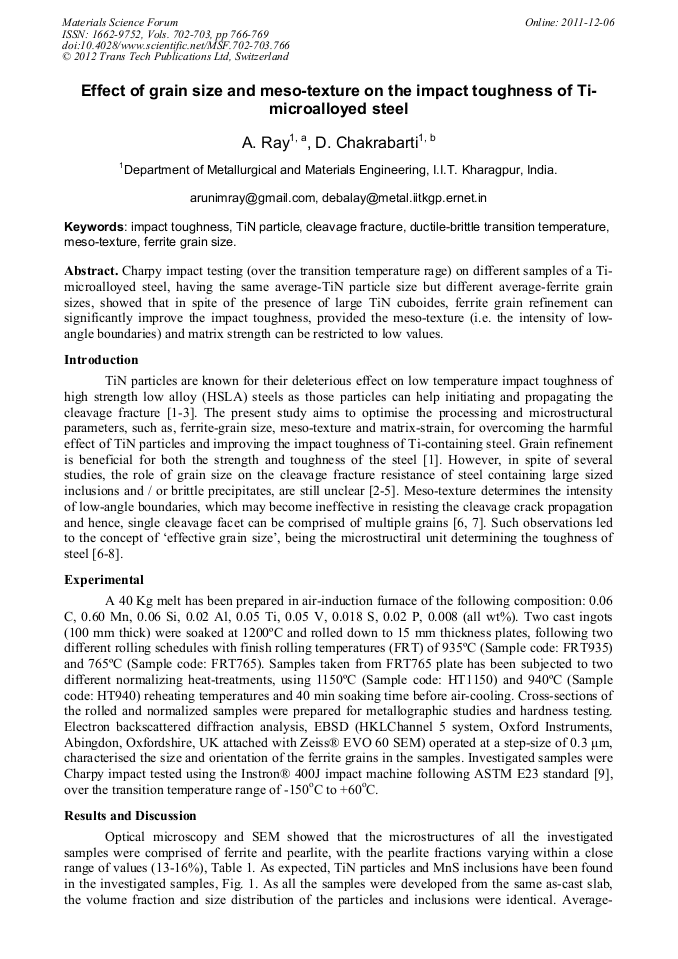 Effect of Grain Size and Meso-Texture on the Impact Toughness of Ti ...