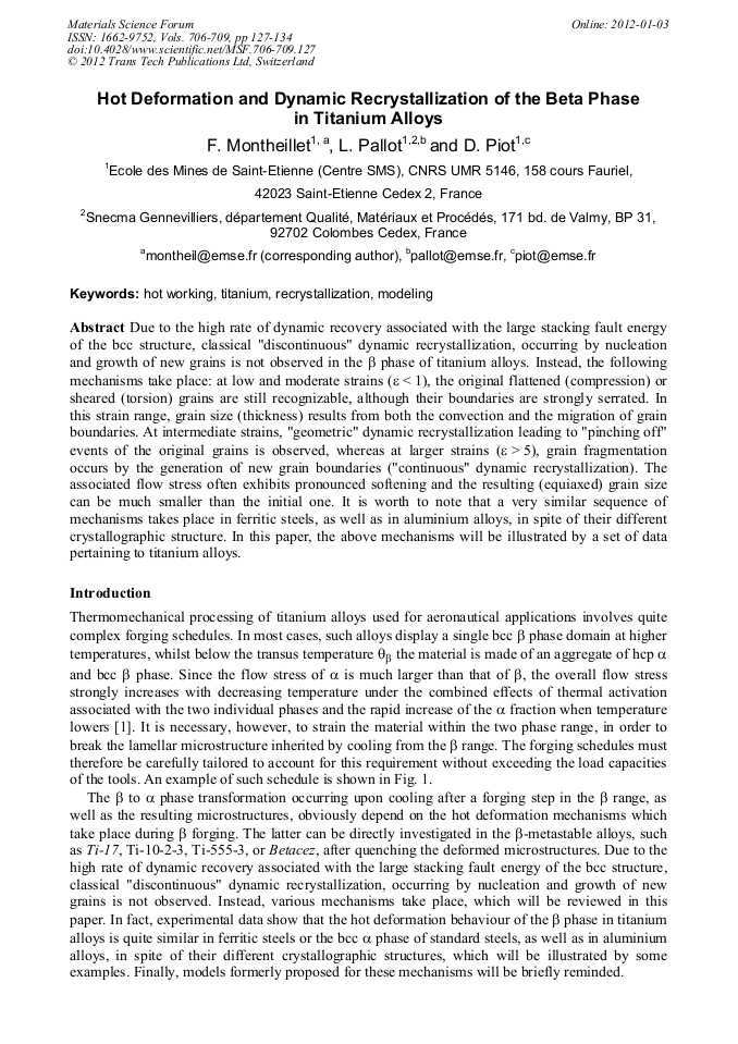 Hot Deformation and Dynamic Recrystallization of the Beta Phase in ...