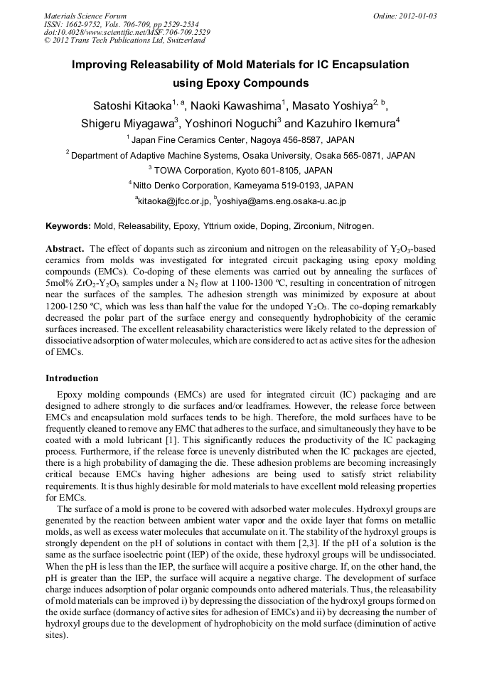 Improving Releasability of Mold Materials for IC Encapsulation Using ...