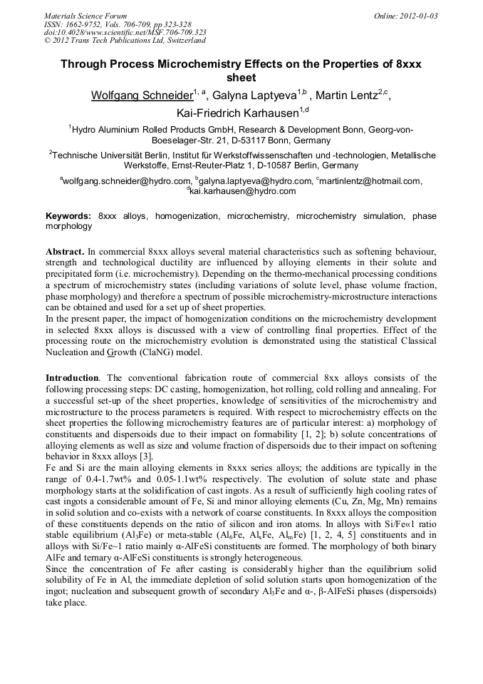 Through Process Microchemistry Effects on the Properties of 8xxx Sheet ...