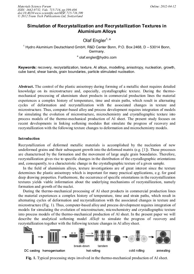 Simulation of Recrystallization and Recrystallization Textures in ...
