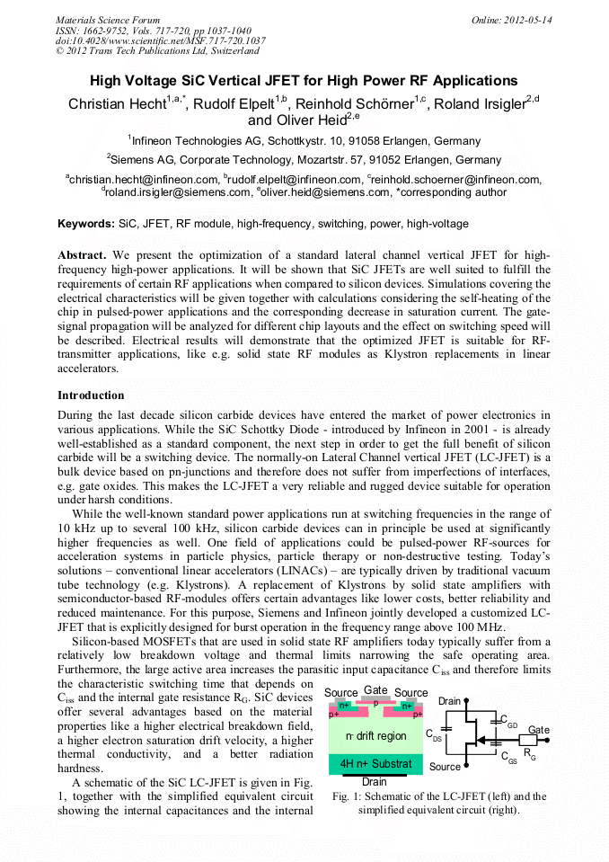 High Voltage SiC Vertical JFET for High Power RF Applications ...