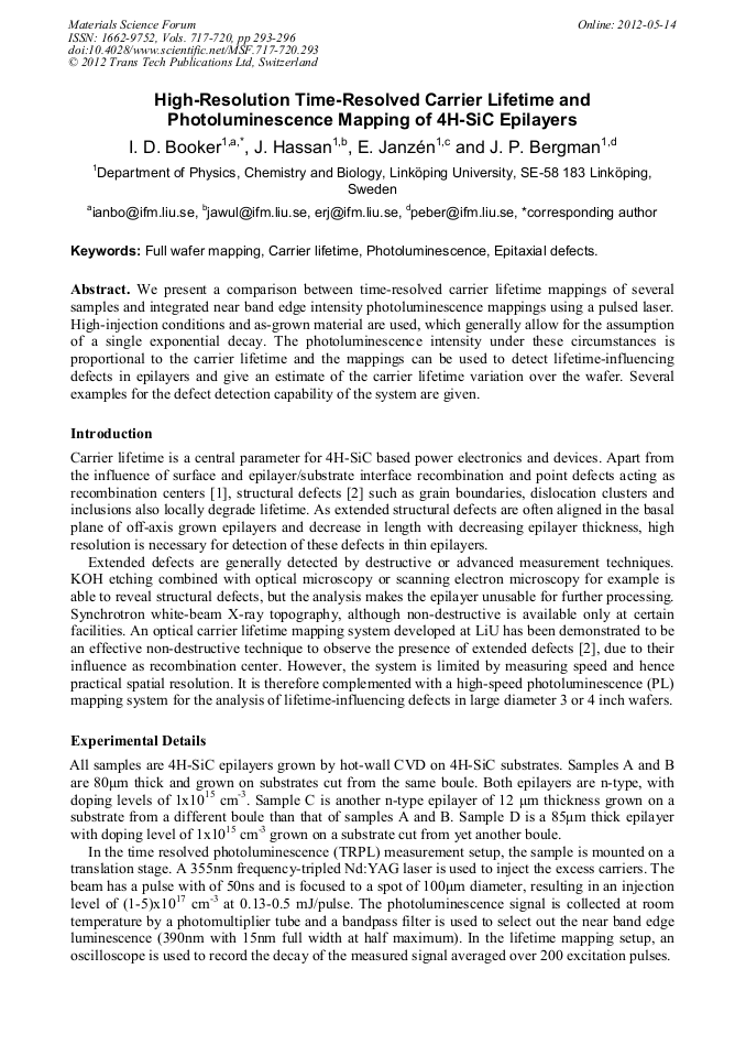 High-Resolution Time-Resolved Carrier Lifetime and Photoluminescence ...