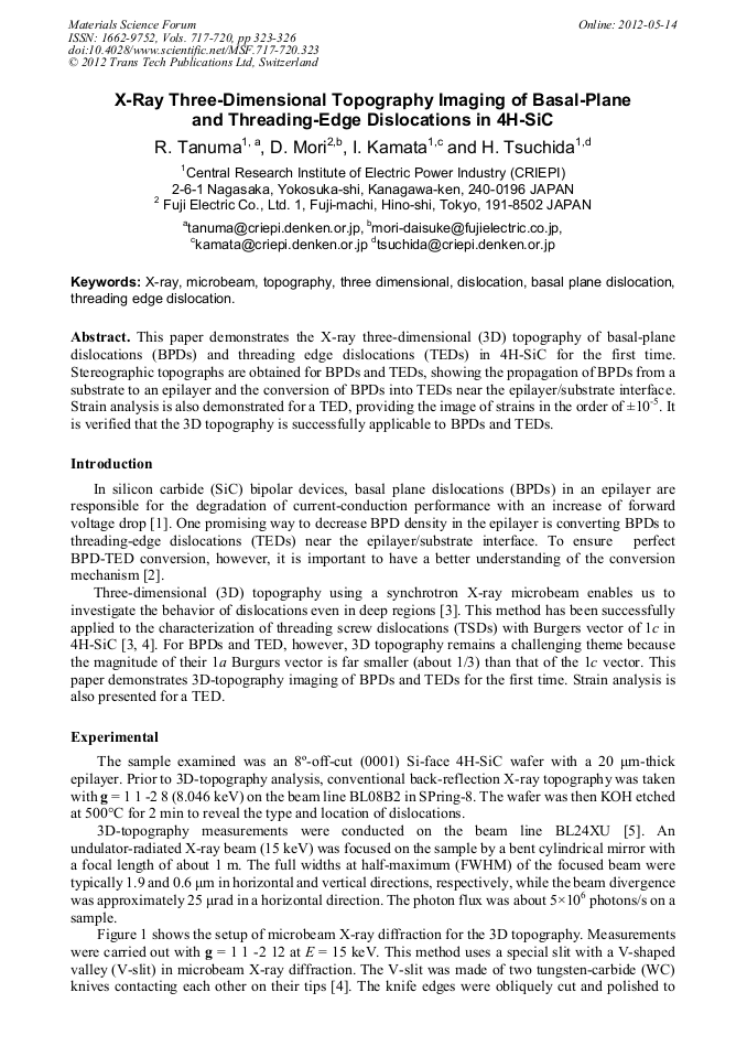 X-Ray Three-Dimensional Topography Imaging of Basal-Plane and Threading ...