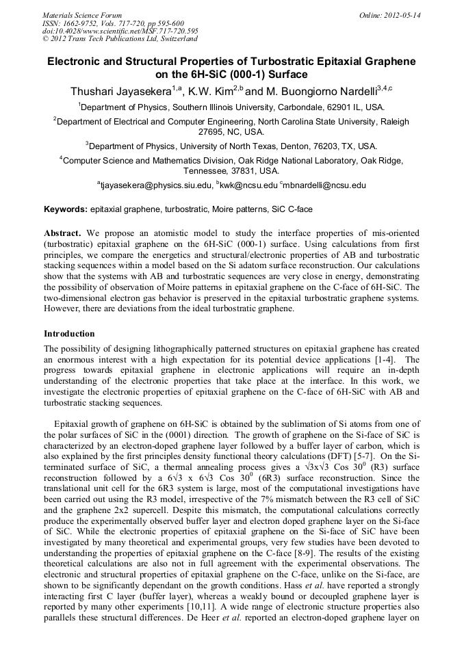 Electronic and Structural Properties of Turbostratic Epitaxial Graphene on the 6H-SiC (000-1 ...