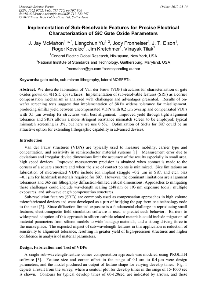 Implementation of Sub-Resolvable Features for Precise Electrical ...