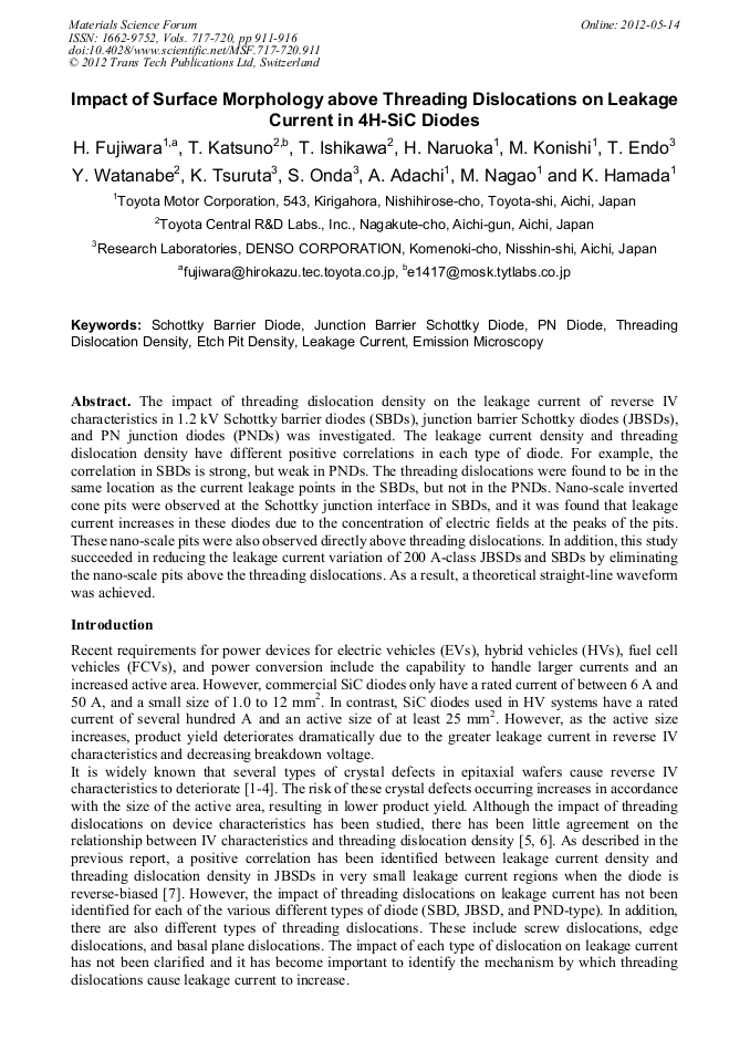Impact of Surface Morphology above Threading Dislocations on Leakage ...