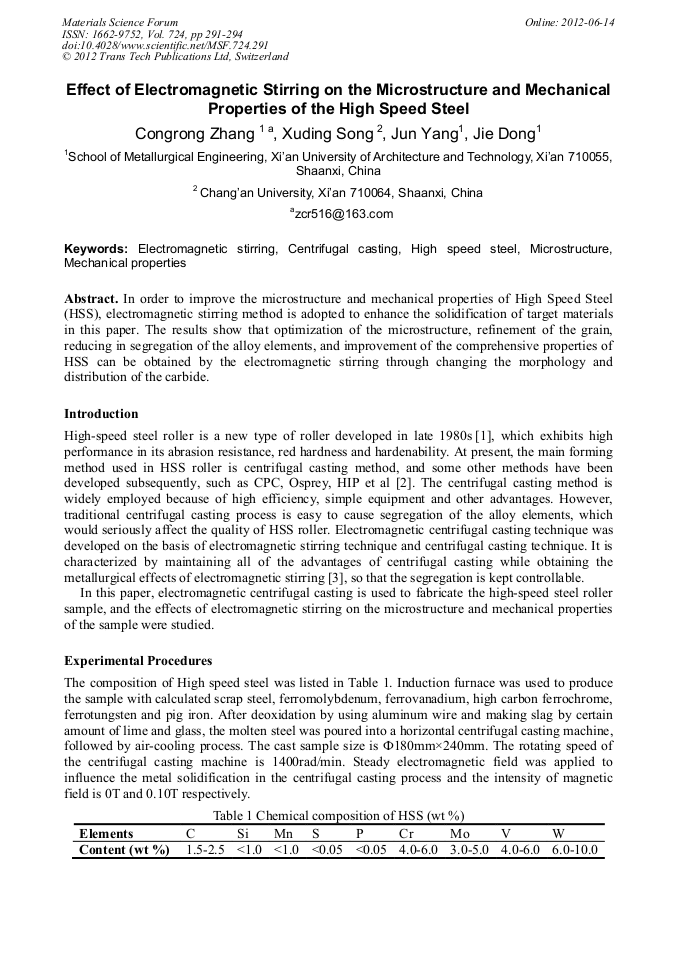 Effect of Electromagnetic Stirring on the Microstructure and Mechanical ...