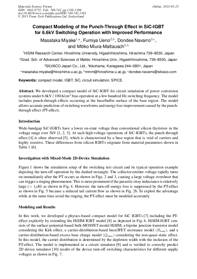 Compact Modeling of the Punch-Through Effect in SiC-IGBT for 6.6kV ...