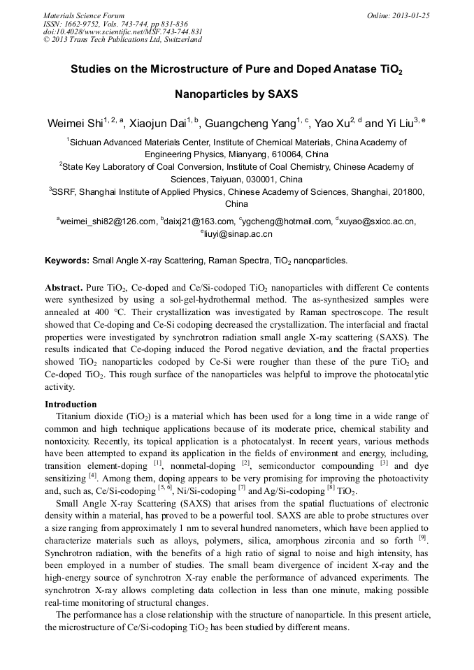 Studies on the Microstructure of Pure and Doped Anatase TiO2 ...