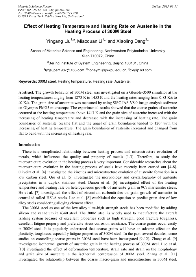 Effect of Heating Temperature and Heating Rate on Austenite in the ...